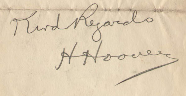 Autograph - 1002401 - Rare handwritten letter by President Herbert Hoover