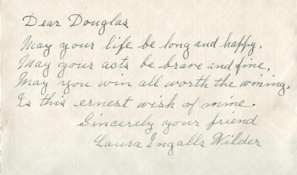 Autograph - 1124002 - Very rare copy of "Little Town on the Prairie ...