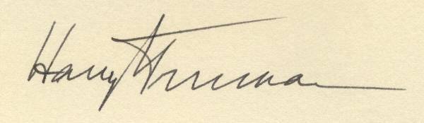 Autograph - 1133701 - Framed signature of President Harry S. Truman on ...