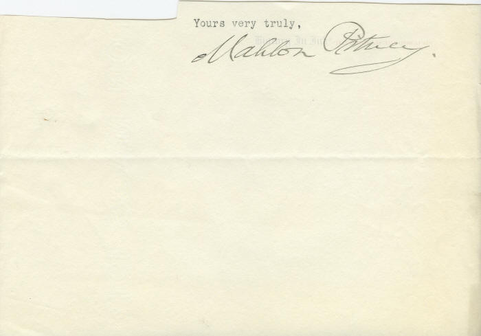 Mahlon Pitney Autograph - scarce Court-date signature by Justice Pitney