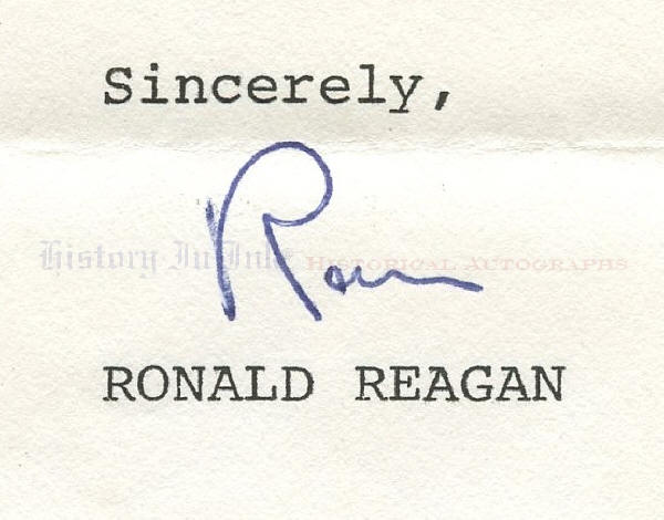 Ronald Reagan Autograph - 1320004 - Typed letter signed by Reagan ...