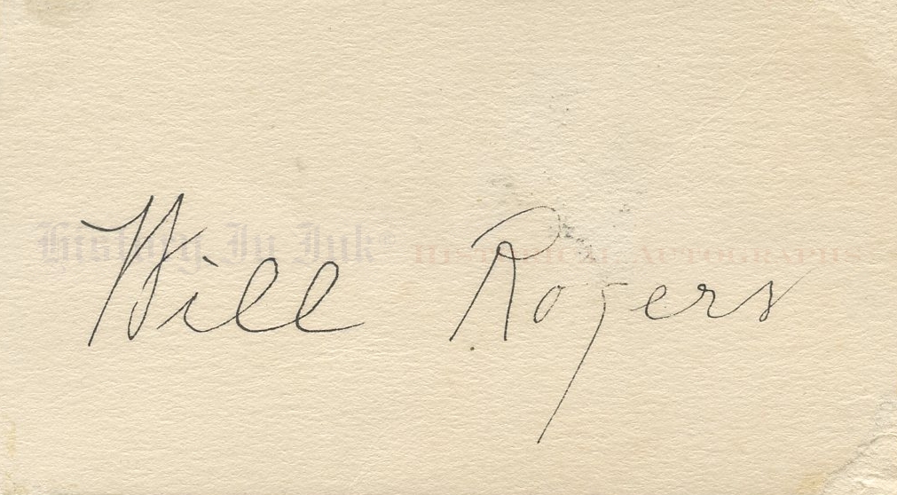 Will Rogers Autograph - 1431429 - Black ink signature of Rogers on a card