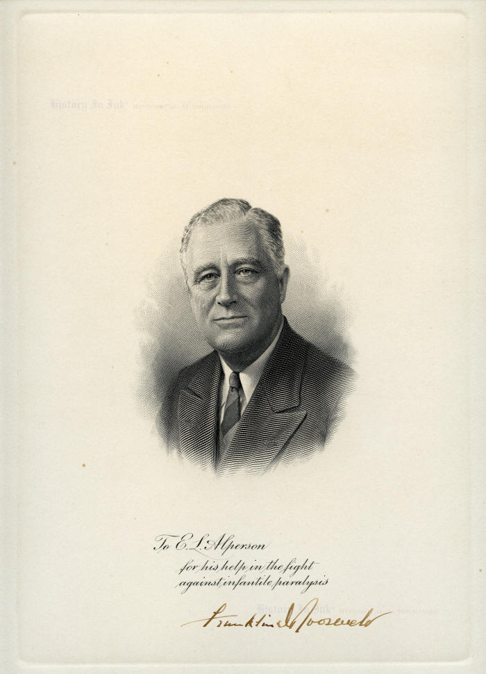 Franklin D. Roosevelt Autograph - 1532401 - Beautiful signed engraving ...