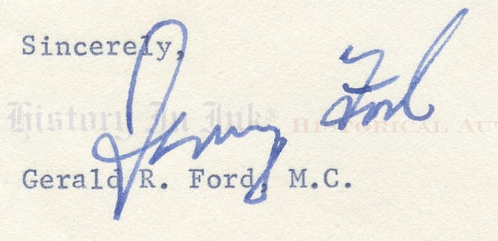 Gerald Ford Autograph - Ford writes of the relationship between the ...