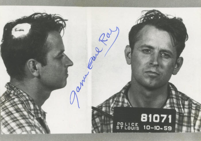 James Earl Ray Autograph - typed letter with signed mug shot, 9-21-1992