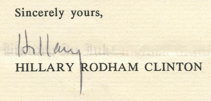 Hillary Rodham Clinton Autograph - typed letter as First Lady of ...