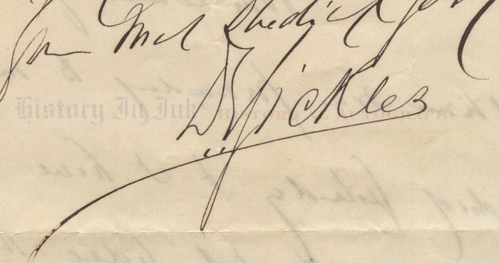 Daniel Sickles Autograph - beautiful handwritten letter as U.S ...