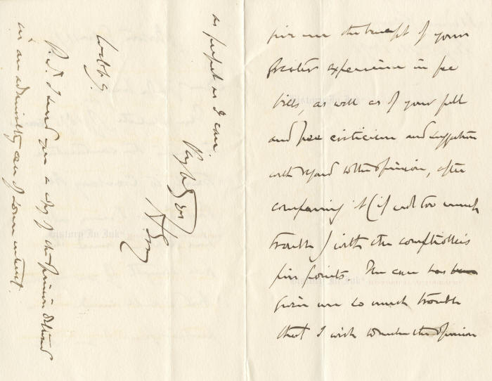 Horace Gray Autograph - handwritten letter as Justice, 9-11-1890
