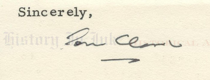 Tom Clark Autograph - Typed letter by Justice Clark, with handwritten ...