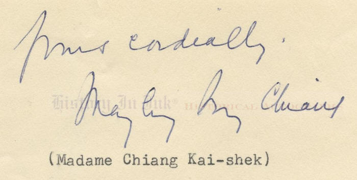 Madame Chiang Autograph - typed letter signed, 3-12-1960