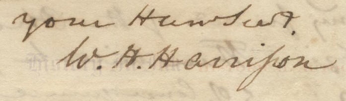 William Henry Harrison Autograph - partial handwritten letter
