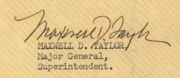 Autograph - 529201 - Typed letter signed by Army General Maxwell Taylor ...