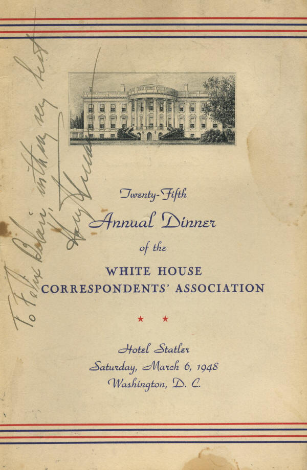 Autograph - 907203 - 1948 dinner program signed by President Harry S ...